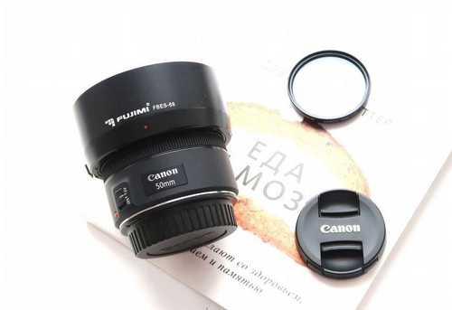 Объектив Canon EF 50 f1.8 STM(sn2330) +фильтр/блен