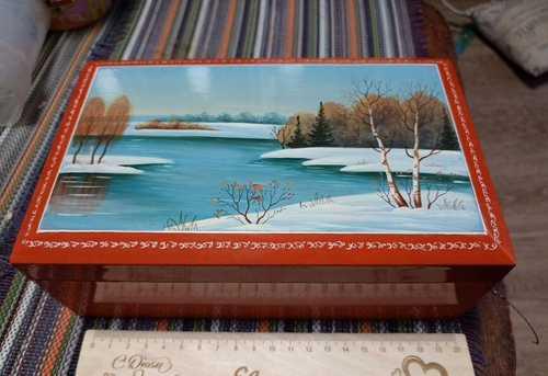 Шкатулка лак ручная роспись СССР