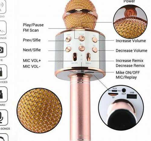 Wireless microphone WS-858,микрофон блютуз колонка