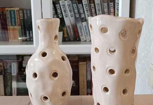 Две вазы керамические для иск цветов