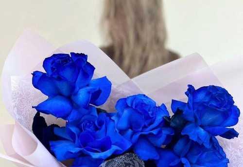 Синии розы 7 штук букет