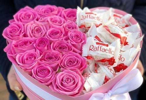Букет из роз и конфет рафаелло