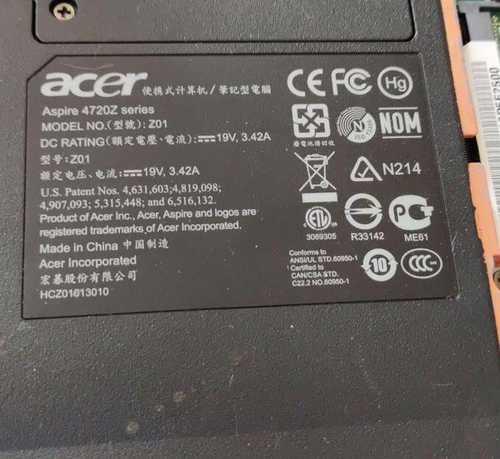 Ноутбук Acer aspire4720z на запчасти