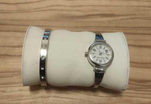 Часы и браслет серебряного цвета бижутерия