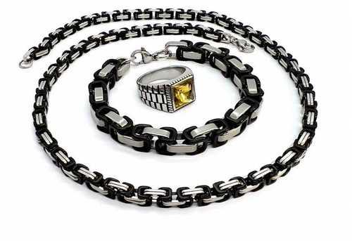 Мужской набор Византия цепь браслет перстень желты