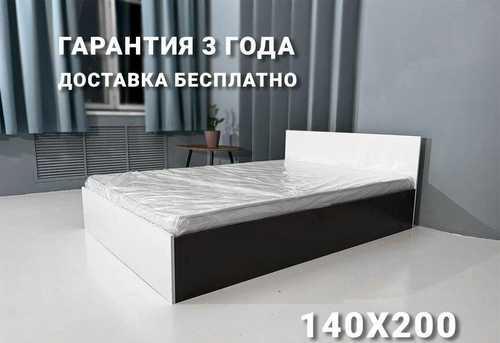 Кровать двуспальная 140х200 венге/белая с матрасом