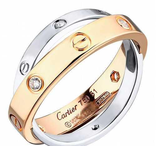 Кольцо Cartier Diamond Rose & White Gold Double Love B4094358