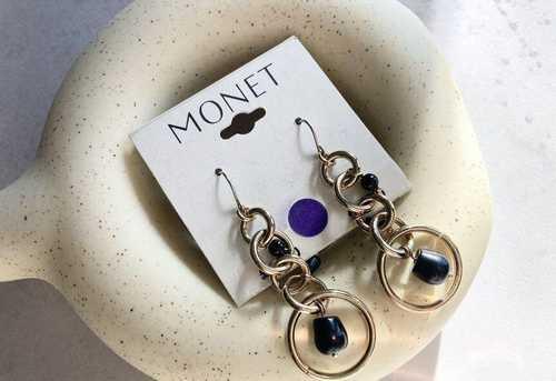 Monet серьги цепи с камнями (новые)