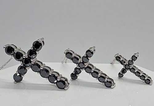Крестик с чёрными бриллиантами (муассанитами)