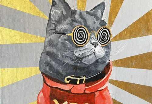 Интерьерная картина с котом в очках