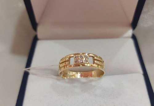 Золотое мужское кольцо 585 пробы с фианитами
