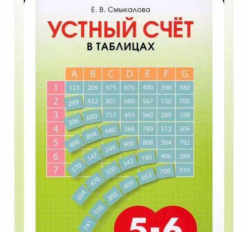 Устный счёт в таблицах для 5-6 классах