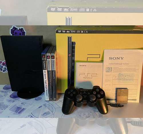 Sony PS2 Slim / Коробка, пломба & 3 Лиц. Игры