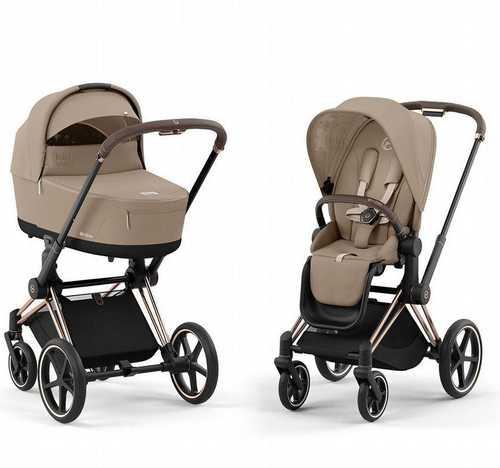 Коляска 2 в 1 Cybex Priam IV шасси Rose Gold