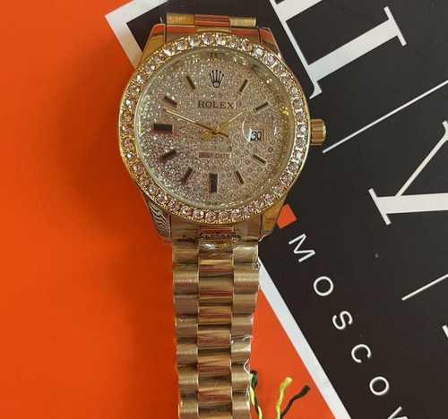 Женские Наручные Часы Золотые Rolex Стразы Lux
