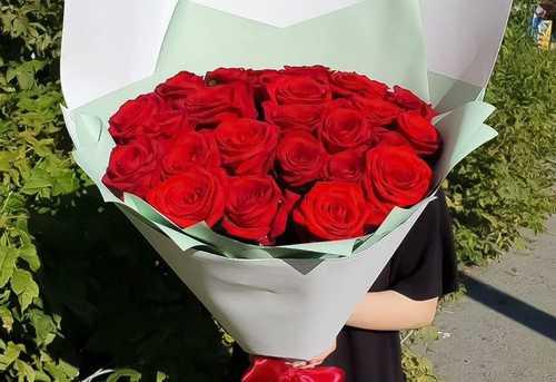 Розы, 25 крупных роз. Цветы, букет с доставкой