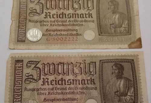 Банкноты,монеты Германии 1942г Ровно