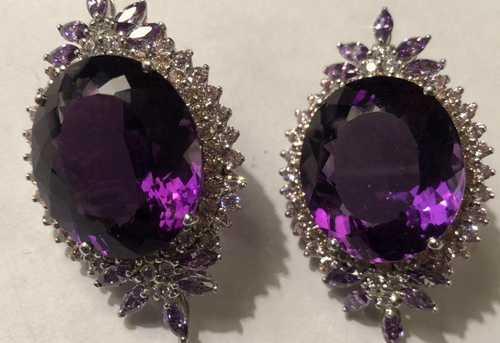 Серьги из серебра с аметистами
