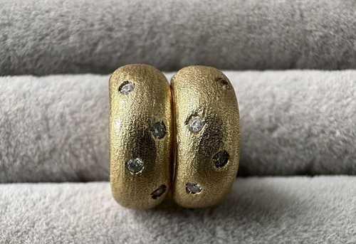 Золотые серьги конго с бриллиантами 585