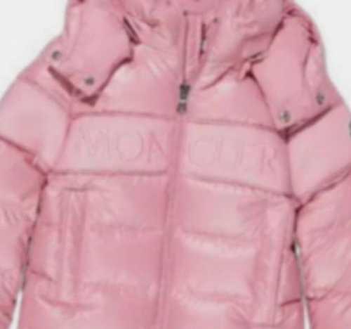 Пуховик moncler розовый глянцевый
