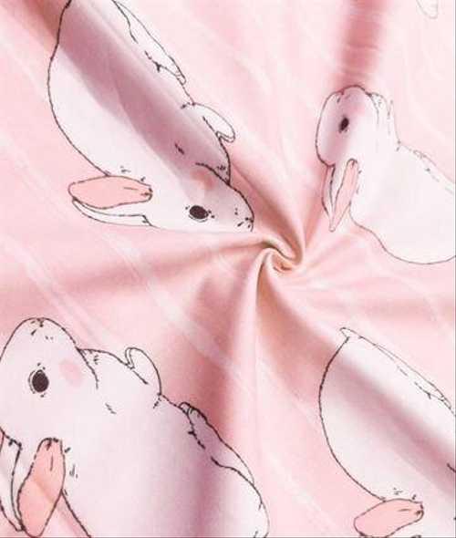 Ткань для шитья Сатин 160 см "Кролики на розовом"