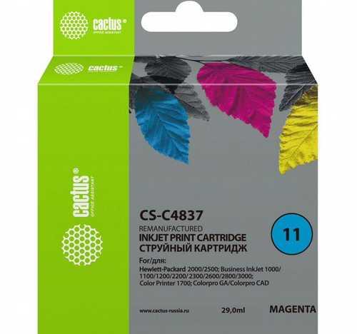 Картридж струйный Cactus CS-C4837 №11 пурпурный (29мл) для HP BIJ 1000/1100/1200/2200/2300/2600