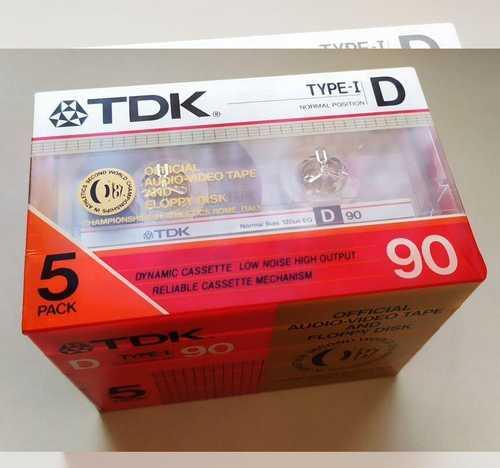 Аудиокассета TDK D90 5pack Made in Japan 1985