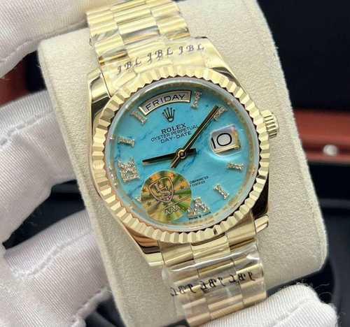 Часы женские бирюзовые красивые Rolex Day-Date LS