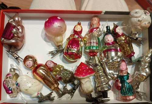 Старинные ёлочные игрушки 16 штук СССР