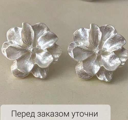 Серьги цветы белые жасмины под жемчуг