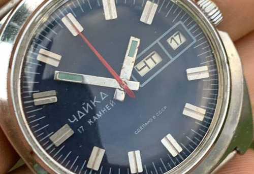 Винтажные часы Чайка 2628 СССР синий циферблат