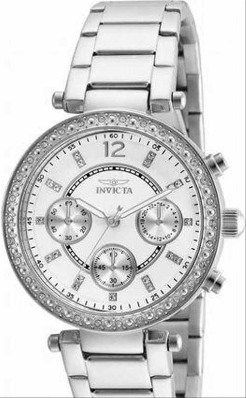 Женские Часы Хронограф Invicta Angel Серебристые