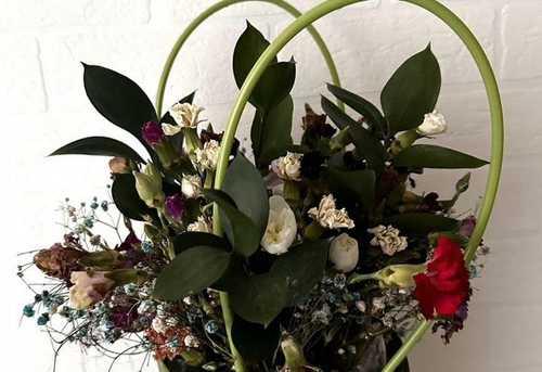 Дендробиум и розы сухие цветы букет