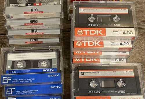 Аудиокассеты TDK A90, Sony EF90, HF90. Цена за все