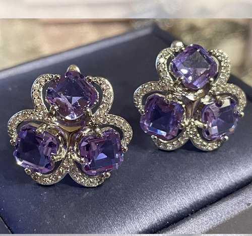 Серьги серебро 925 "хамелеоны"