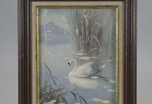 Картина холст/масло "Белый лебедь"