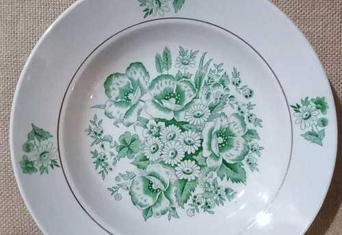 Тарелка суповая, цветы. Дулевской завод, 1956 год
