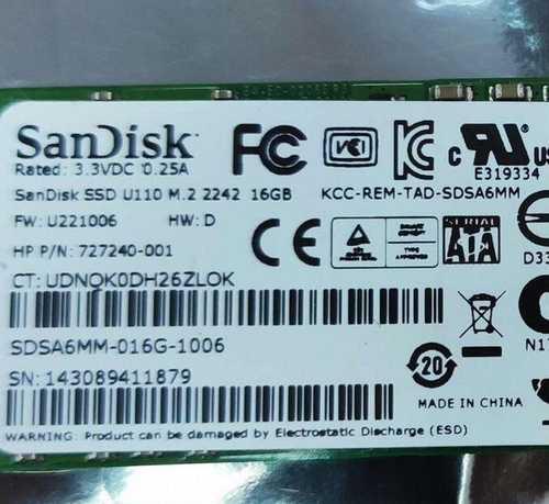 SSD msata m.2 SanDisk 16Gb