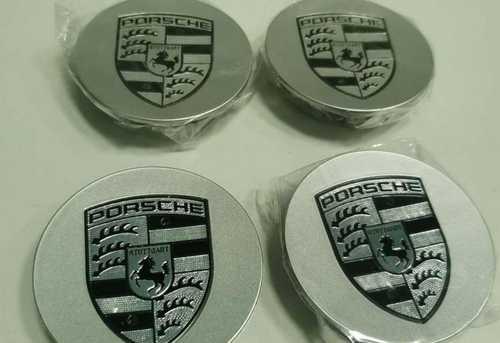 4шт колпачки Porsche Cayenne, серебро ч/б лого