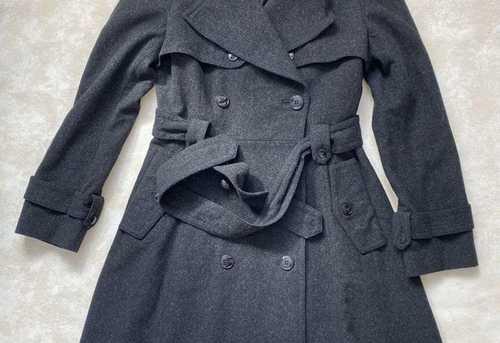 Пальто серое демисезонное шерстяное HM 36eur