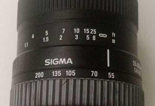 Объектив Sigma 55-200 на Sony A Minolta. б/у