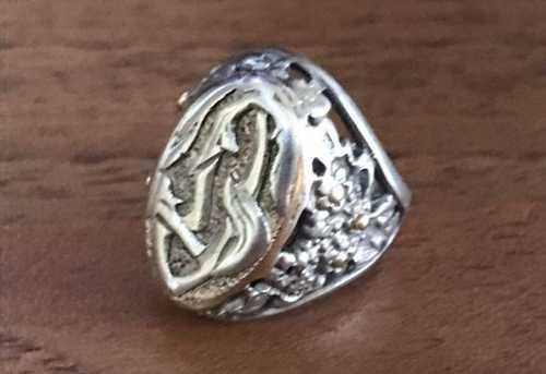 Винтажный перстень серебро золото монограмма