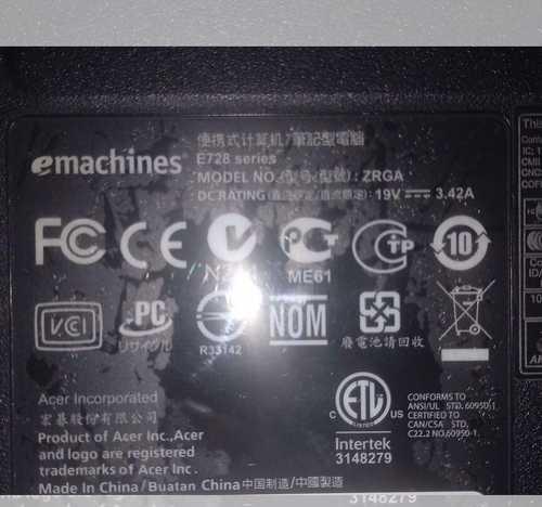 Ноутбук emachines e728 на запчасти