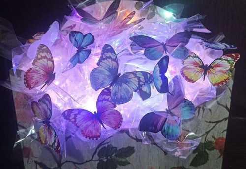 Кашпо с бабочками и подсветкой
