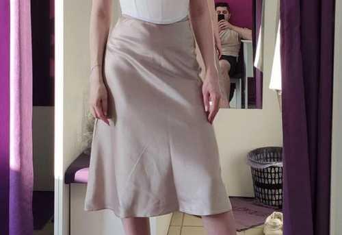 Атласная юбка миди 42 размер