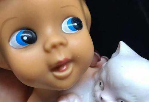 Кукла игрушка СССР девочка с котенком