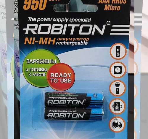 Два аккумулятора AAA Robiton HR03 950mAh 1,2V