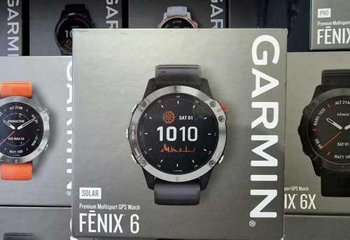 Garmin Fenix 6 Solar Silver with black band 2г