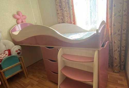 Детская кровать чердак со шкафом бу