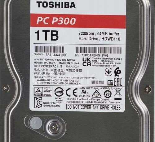 Жесткий диск Toshiba P300 hdwd110uzsva, 1тб
